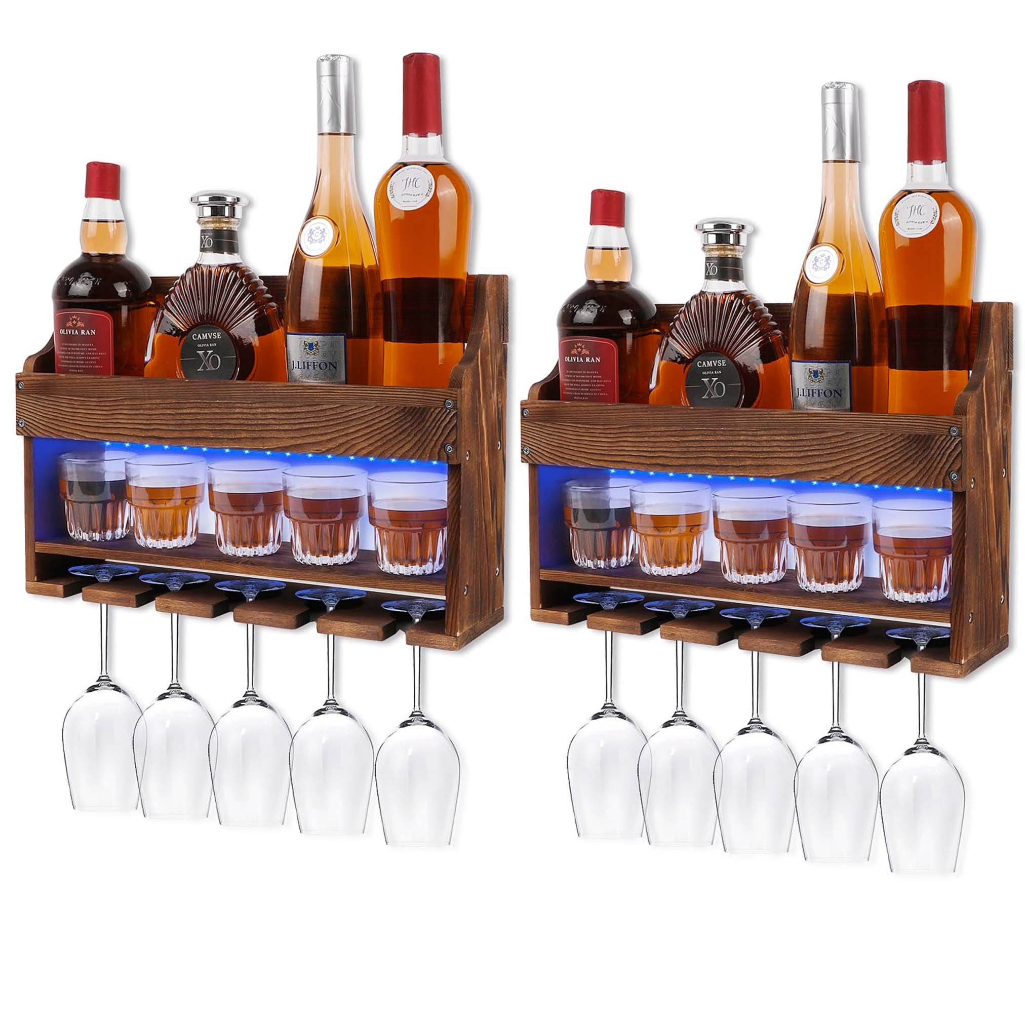 Lark Manor™ 2 Packs Wall Mounted Wine Rack With LED Lights | Wayfair
