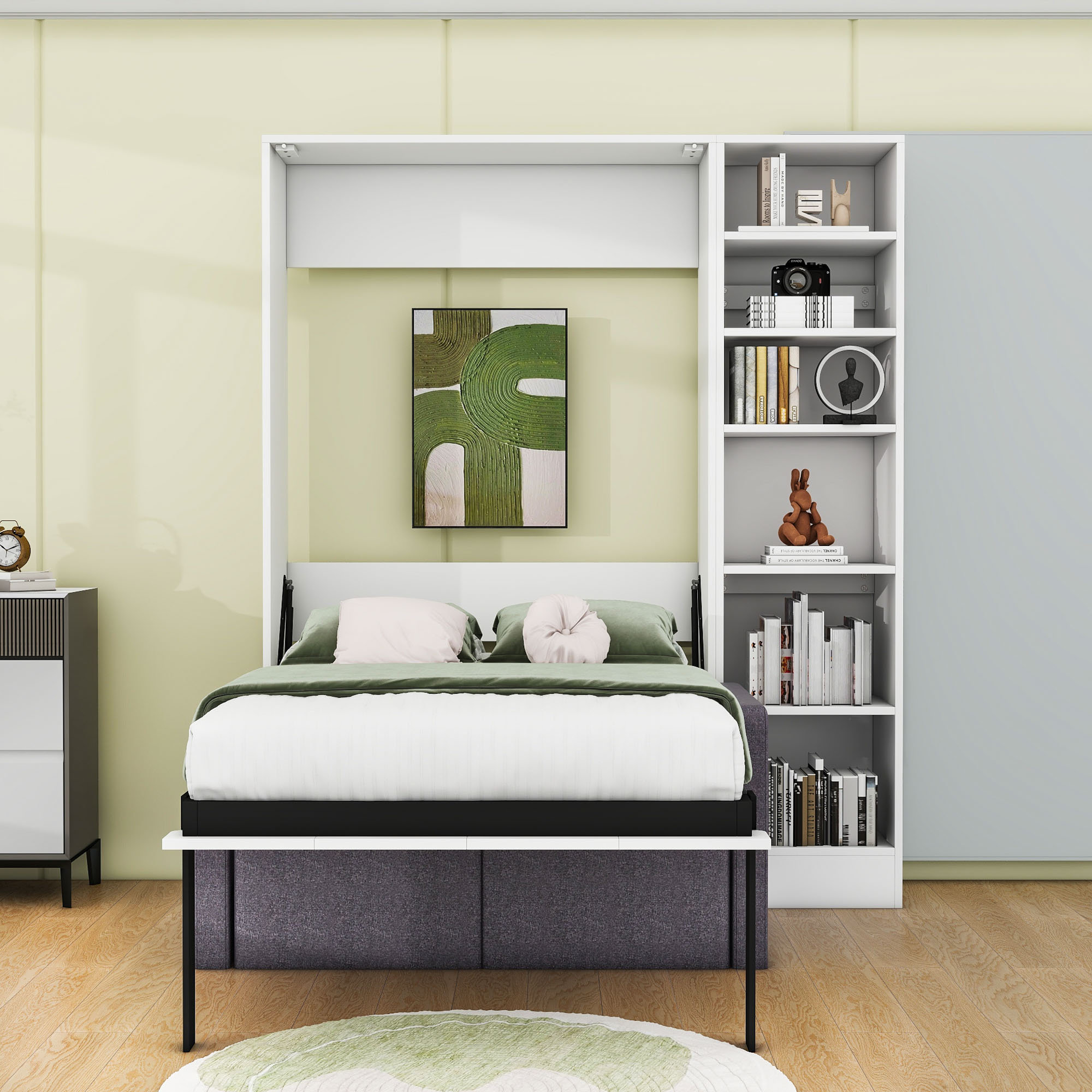 Hokku Designs Montje Twin/Full Size Wood Murphy Bed with Sofa with ...