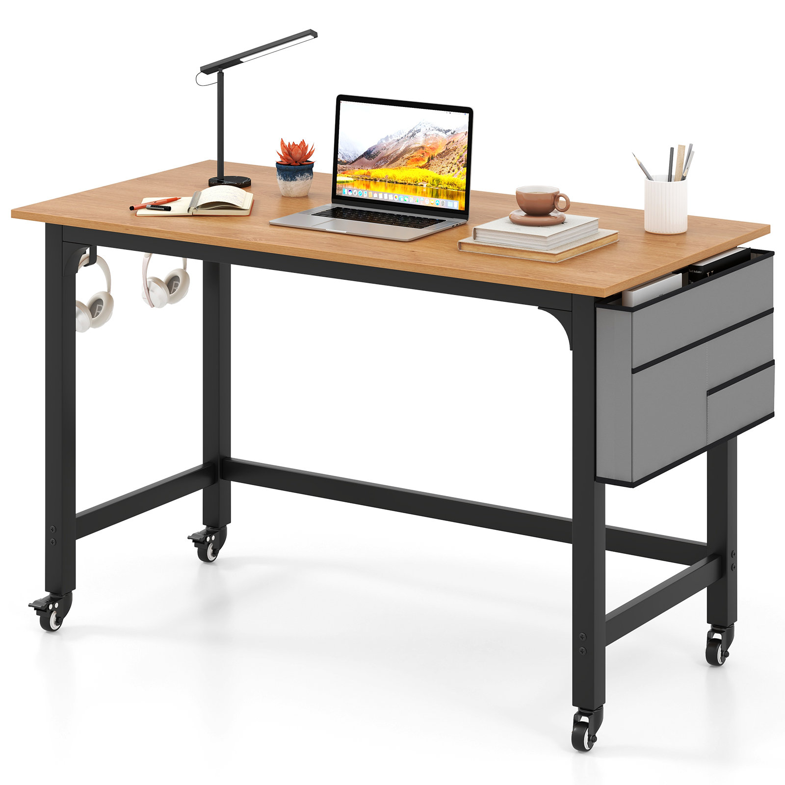 17 Stories Idaris Mobile Computer Writing Desk Rolling Home Office Desk ...