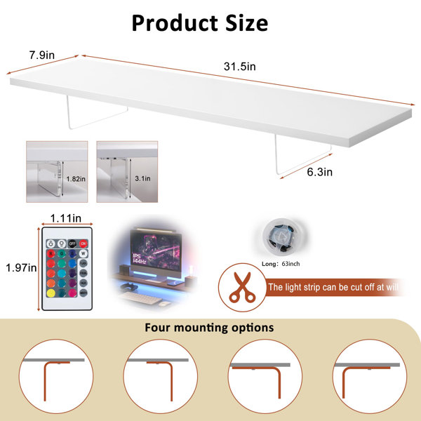 Orren Ellis Monitor Stand Riser,Wood & Acrylic Computer Monitor Stand ...