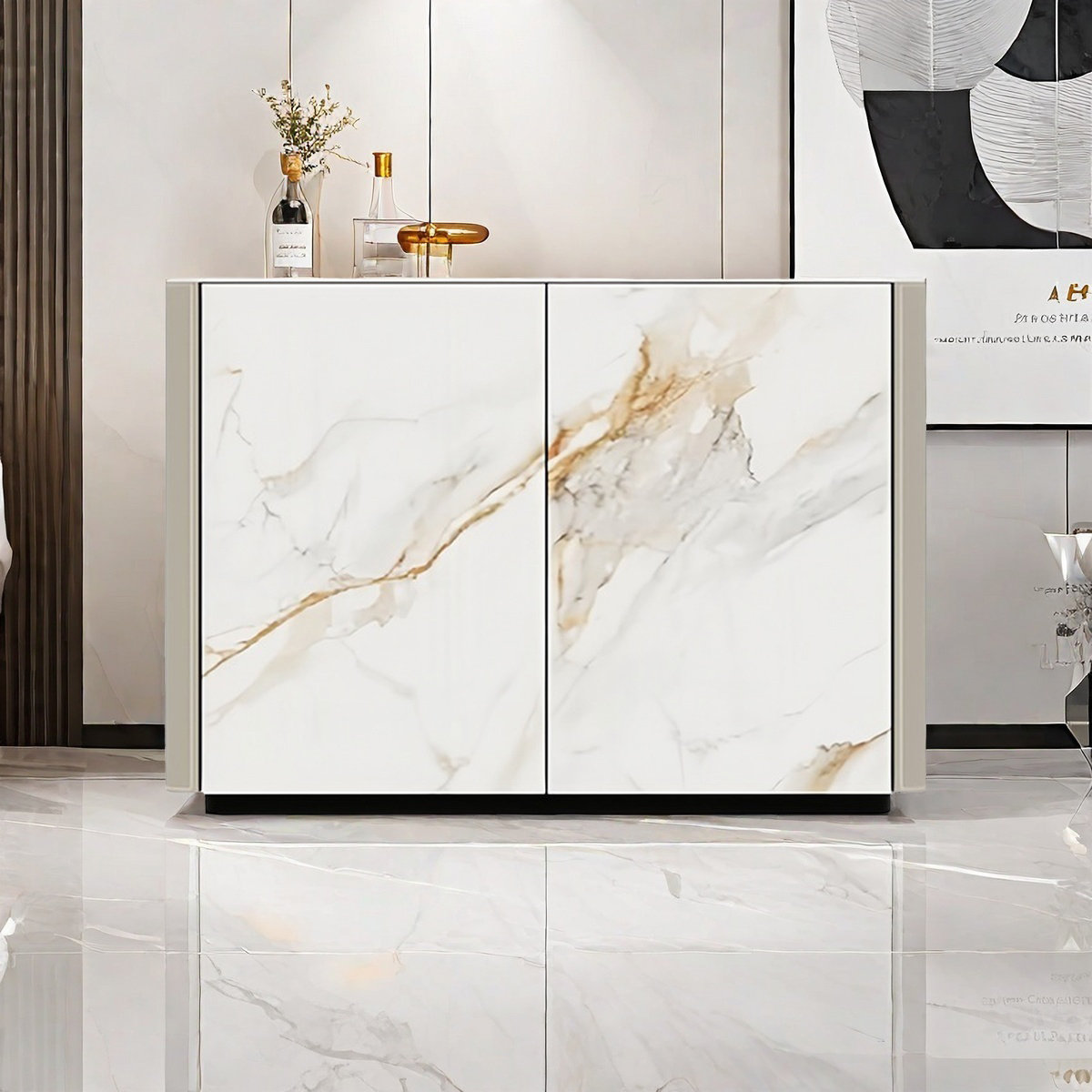 Licalilo Minimalist Sintered Stone Modern Storage Cabinet | Wayfair