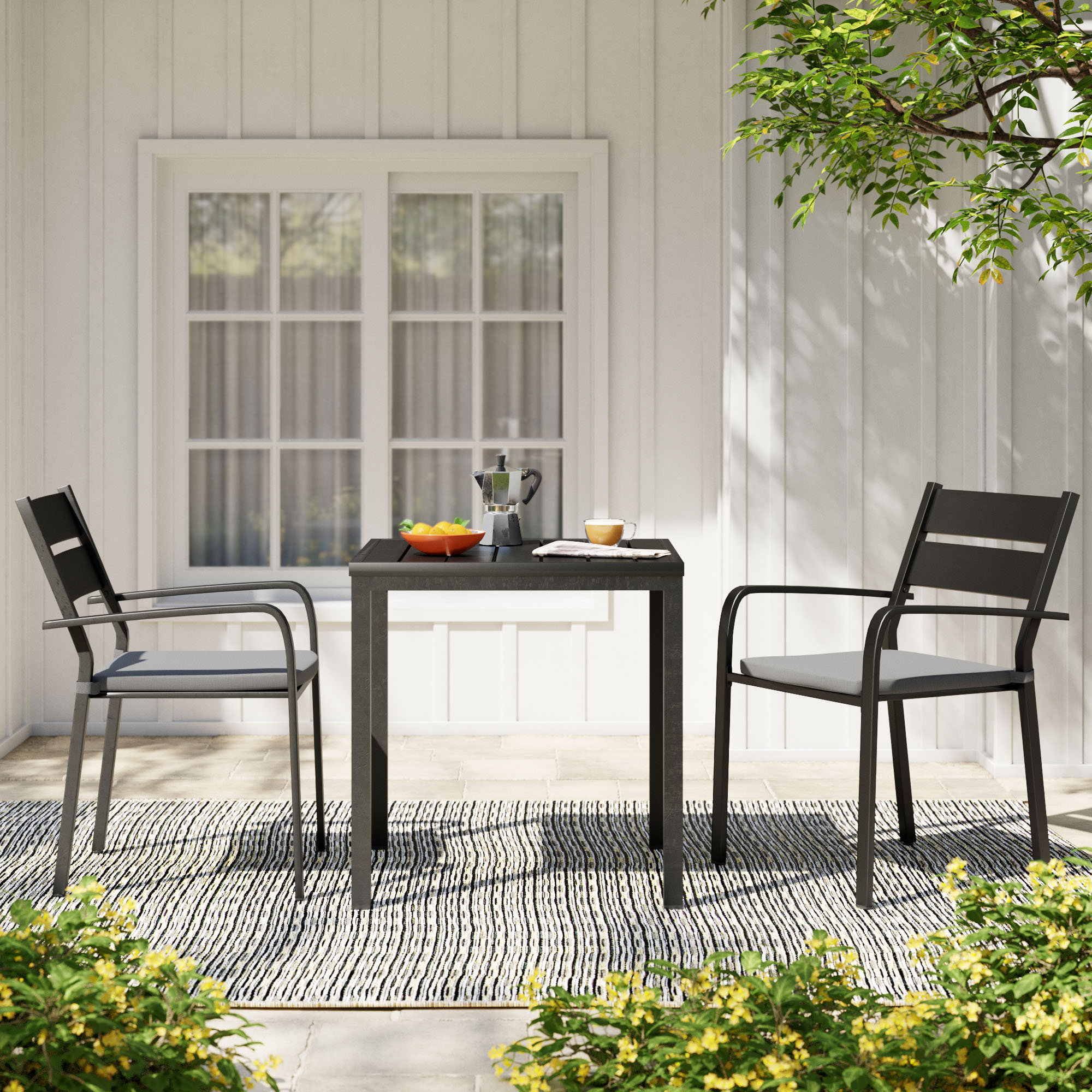 Latitude Run® Square 2 - Person 28" Long Aluminum Bistro Set With ...