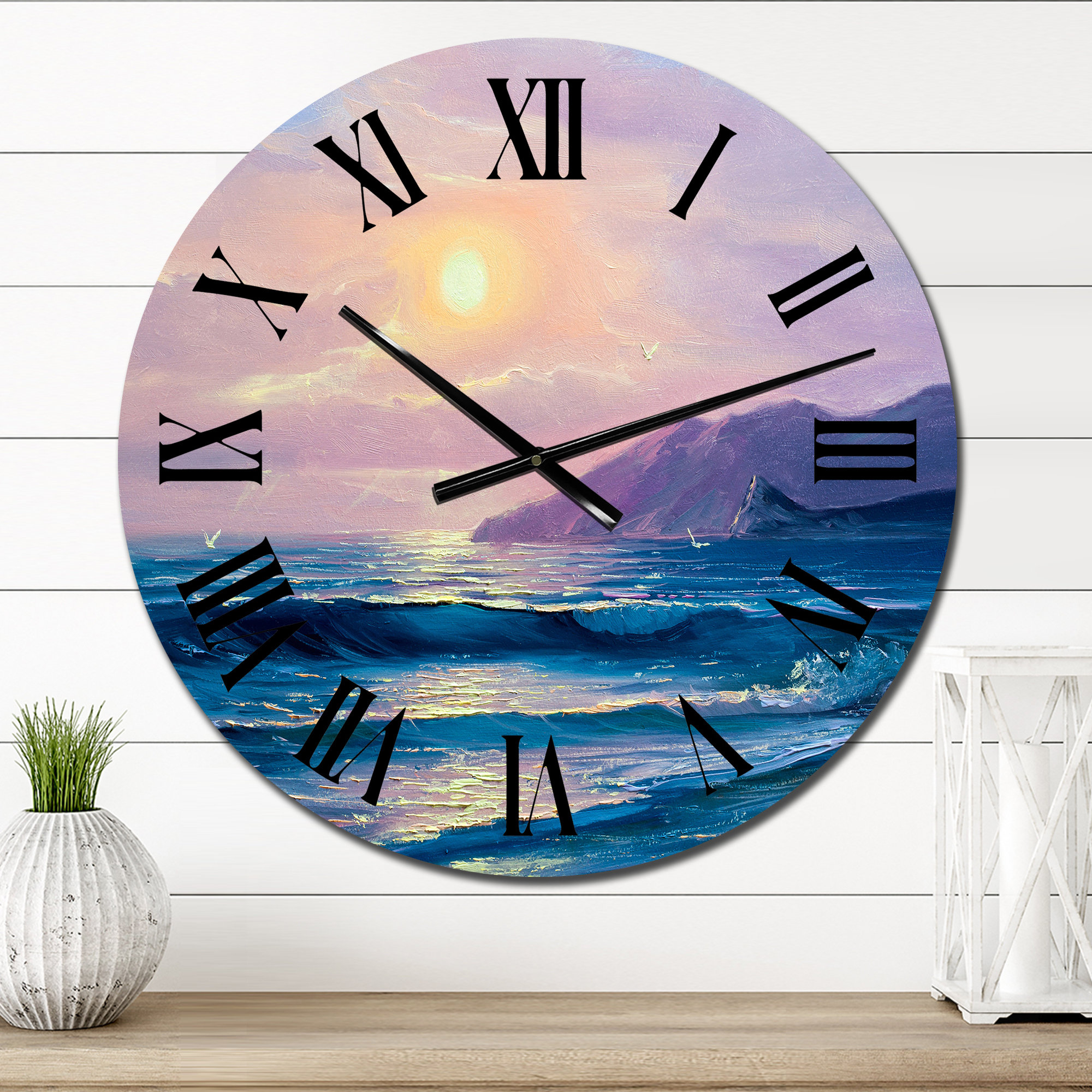 East Urban Home Sunset Above Dark Blue Ocean Waves - Nautical & Coastal ...