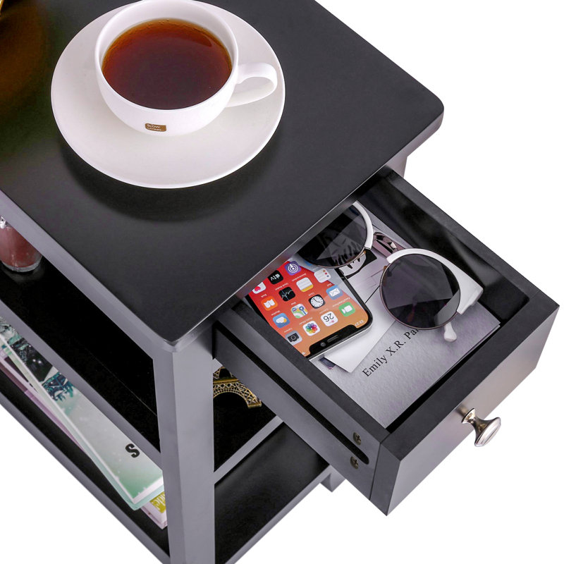 Red Barrel Studio® 24" Tall End Table With Drawer and Shelves, Narrow ...