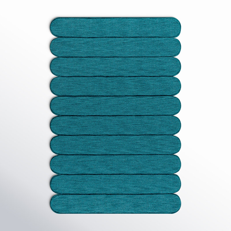 AllModern Novelty Loretto Solid Color Hand Loomed Wool in Blue | Wayfair