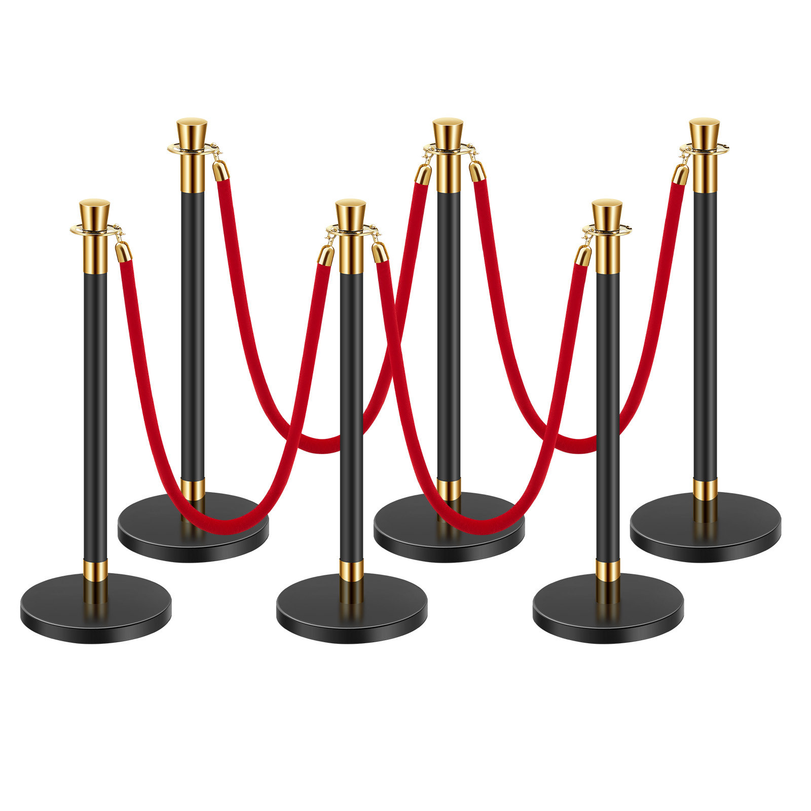 Stellweilan Tessberg Stanchions and Velvet Ropes, 6 Pcs Crowd Control ...