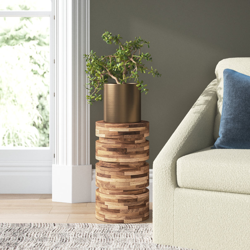 Joss & Main Pippin Solid Wood Drum Plant Table | Wayfair