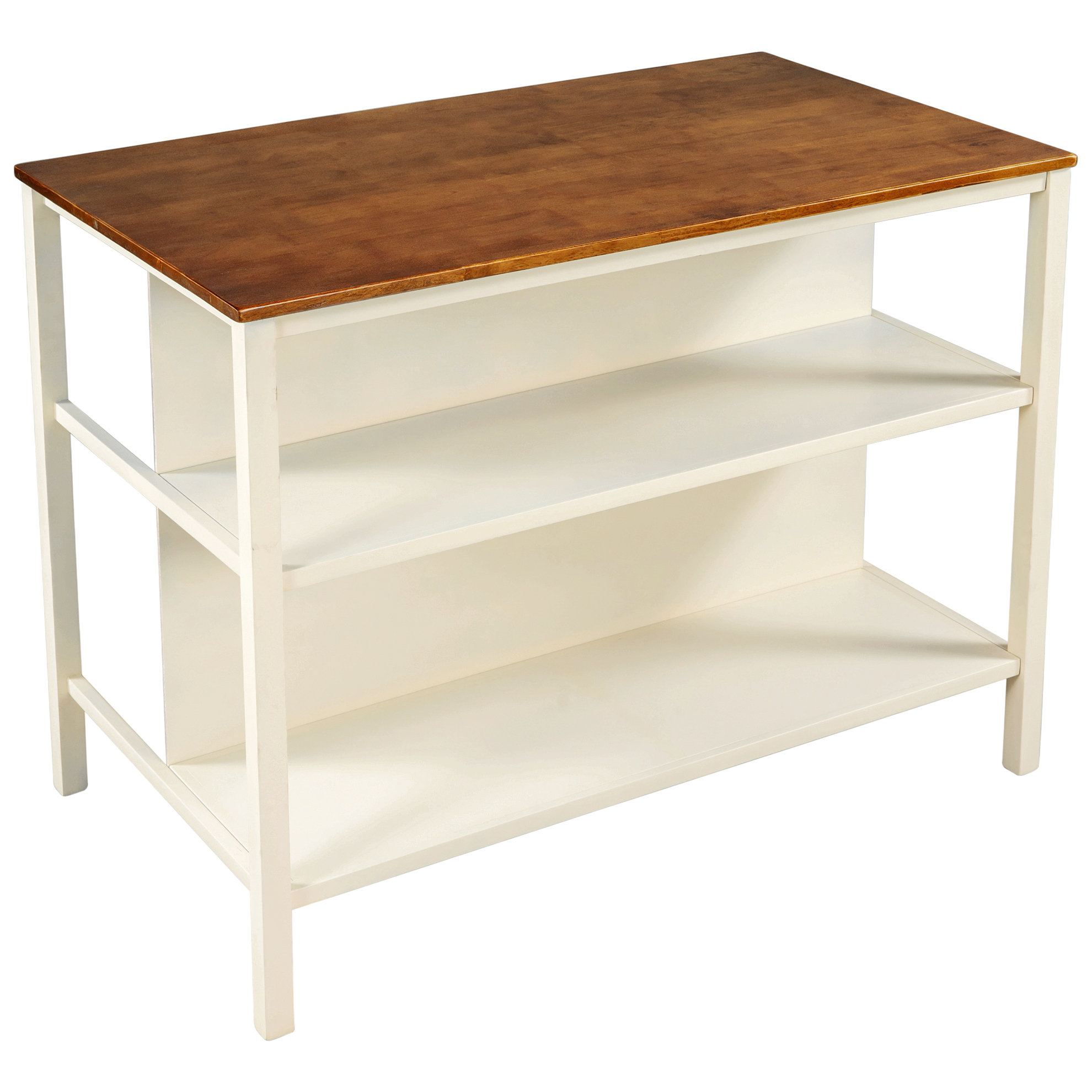 Hokku Designs Chouteau Solid Wood Rustic 45" Stationary Kitchen Island ...