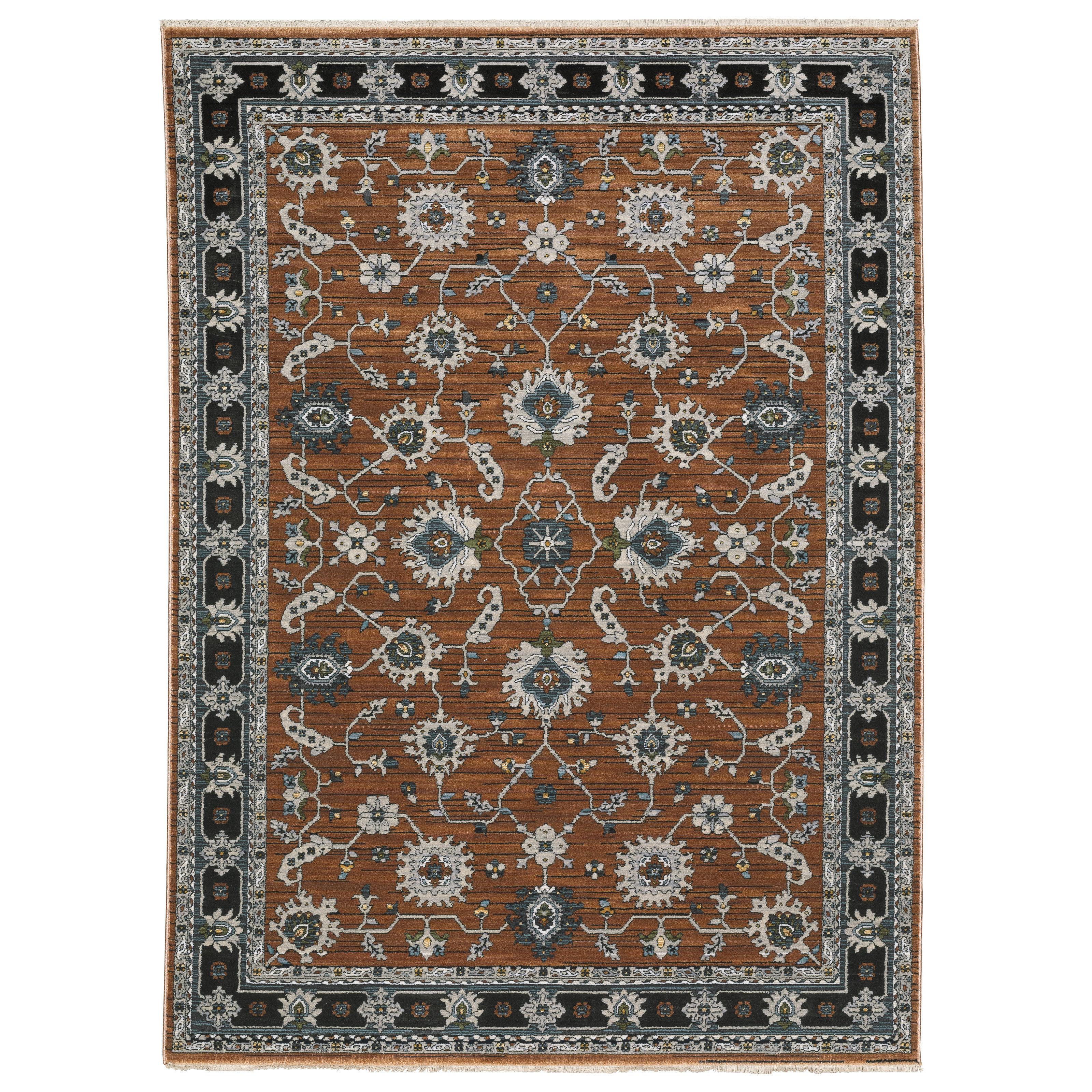 Charlton Home® Edgette Bordered Oriental Rust/ Grey Area Rug | Wayfair