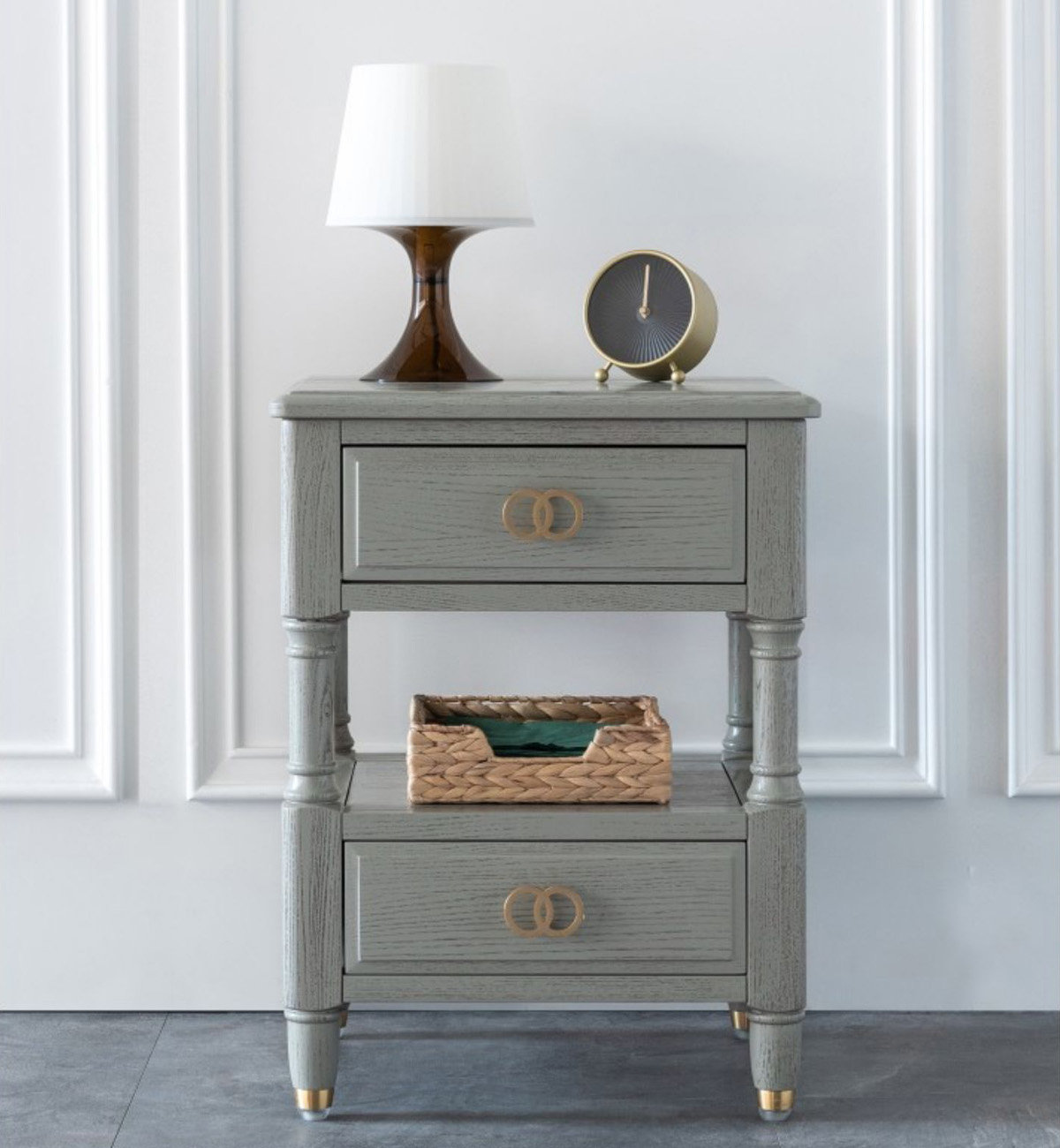 STONE DRAGON TILE ARTS LLC High-End Light Luxury, Grey Bedside Cabinet ...