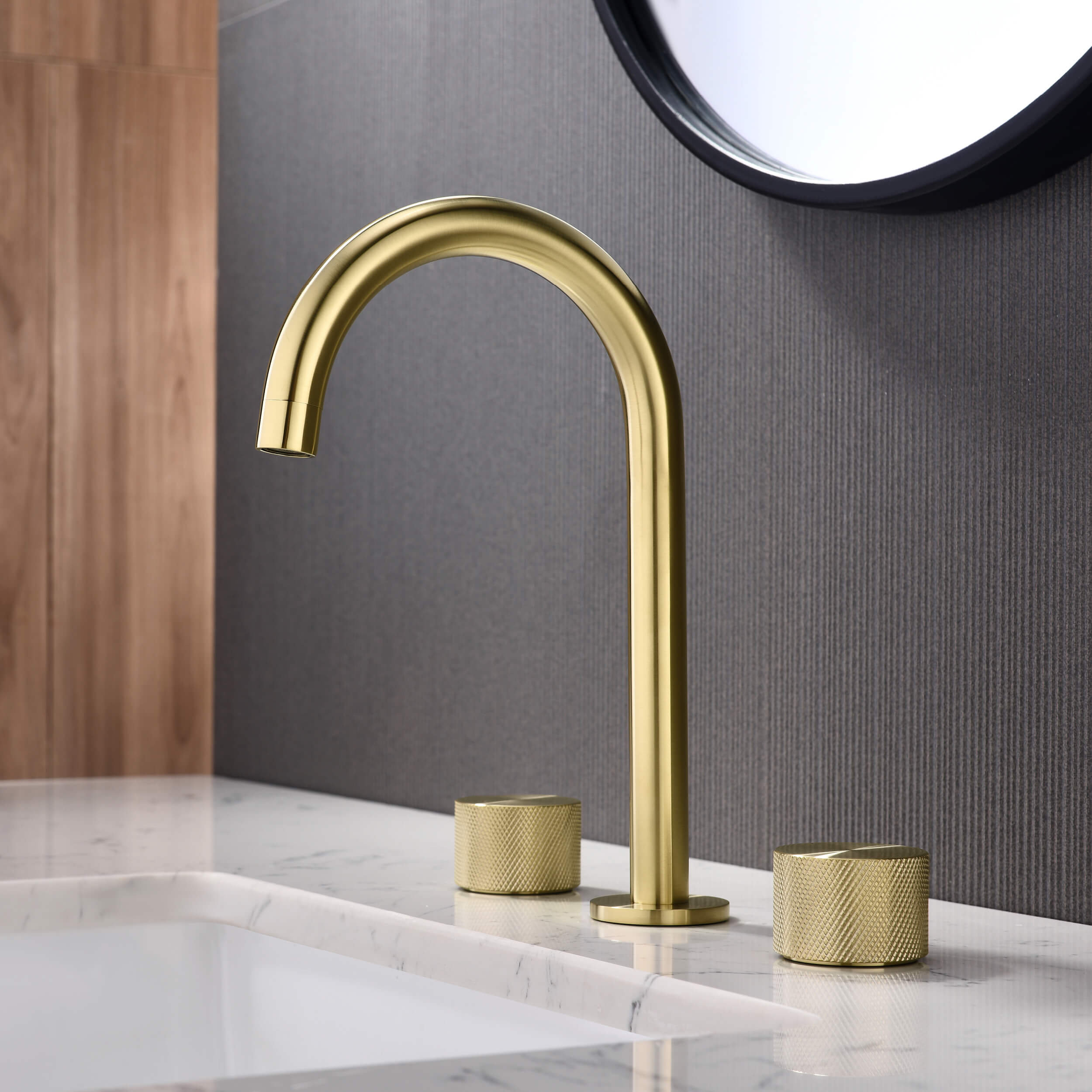 KIBI Circular X Widespread Bathroom Faucet 3 Hole, 2-handle Bathroom ...