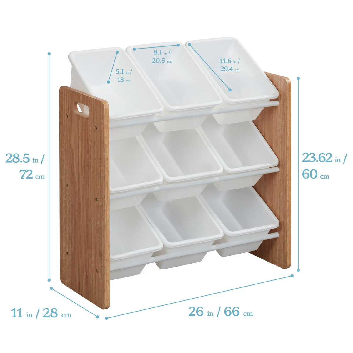 ECR4Kids 3-Tier Organizer with 9 Bins, Toy Storage | Wayfair