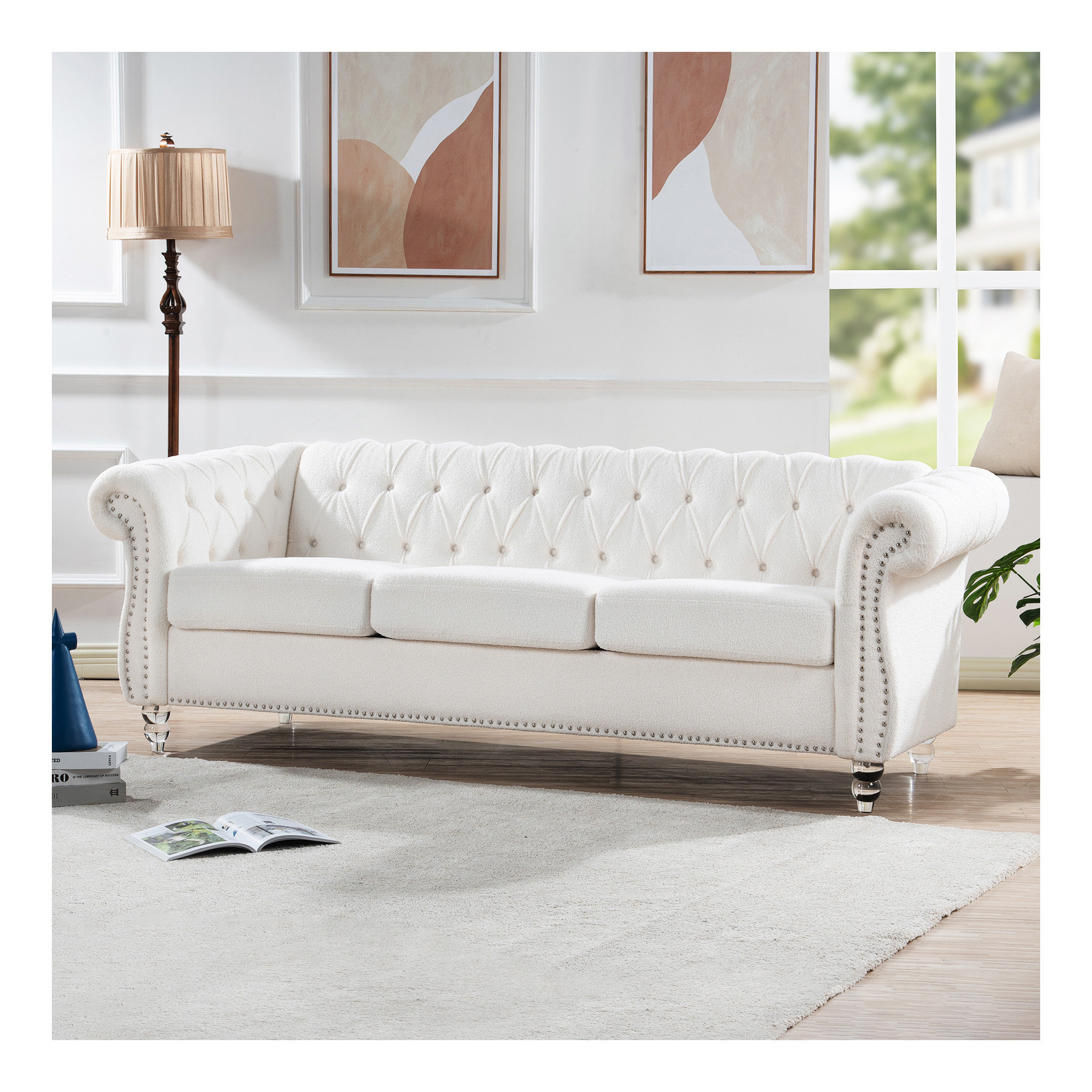 Latitude Run® 84.65" Rolled Arm Chesterfield 3 Seater Sofa - Wayfair Canada