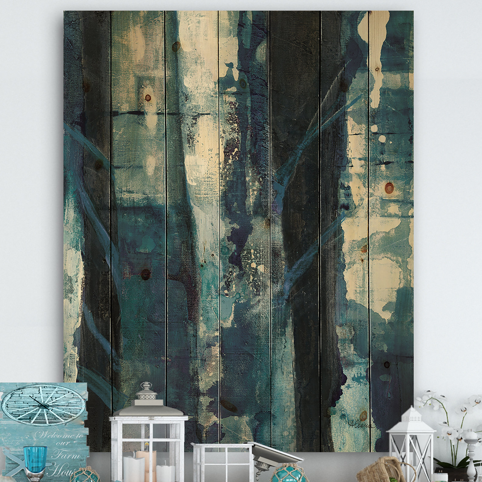 East Urban Home Deep Woods I Indigo - Country Charm Print on Natural ...