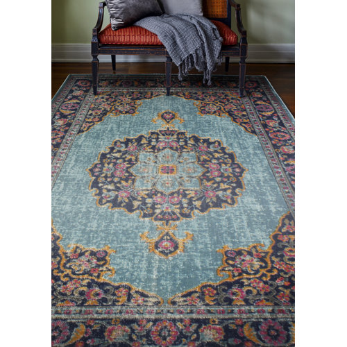 Langley Street Amber Power Loom Teal/Pink/Navy Rug & Reviews | Wayfair ...