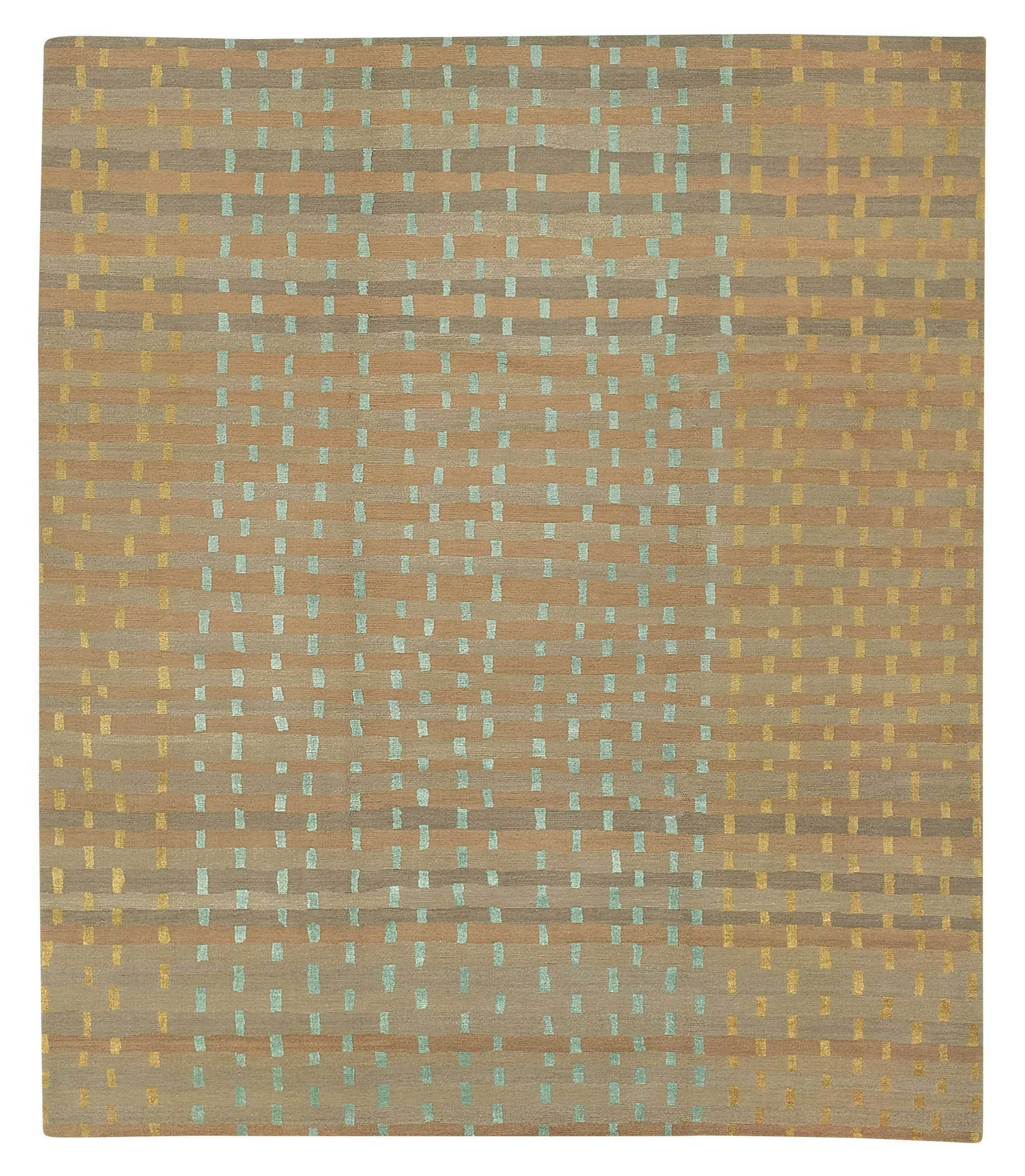 Tufenkian Rag Striped Hand-Knotted Wool/Silk Blue/Taupe Area Rug | Wayfair