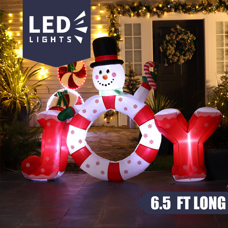 The Holiday Aisle® Snowman Joy with LED Lights Inflatable & Reviews ...