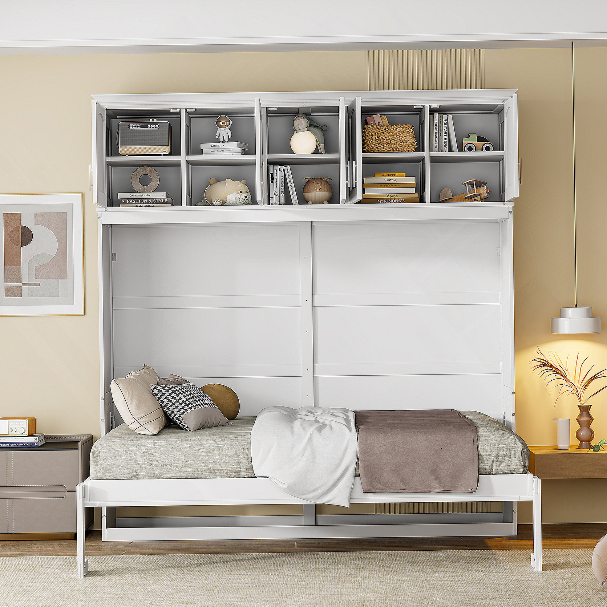 Latitude Run® Practical Murphy Bed With Top Cabinets, Ideal For Space ...
