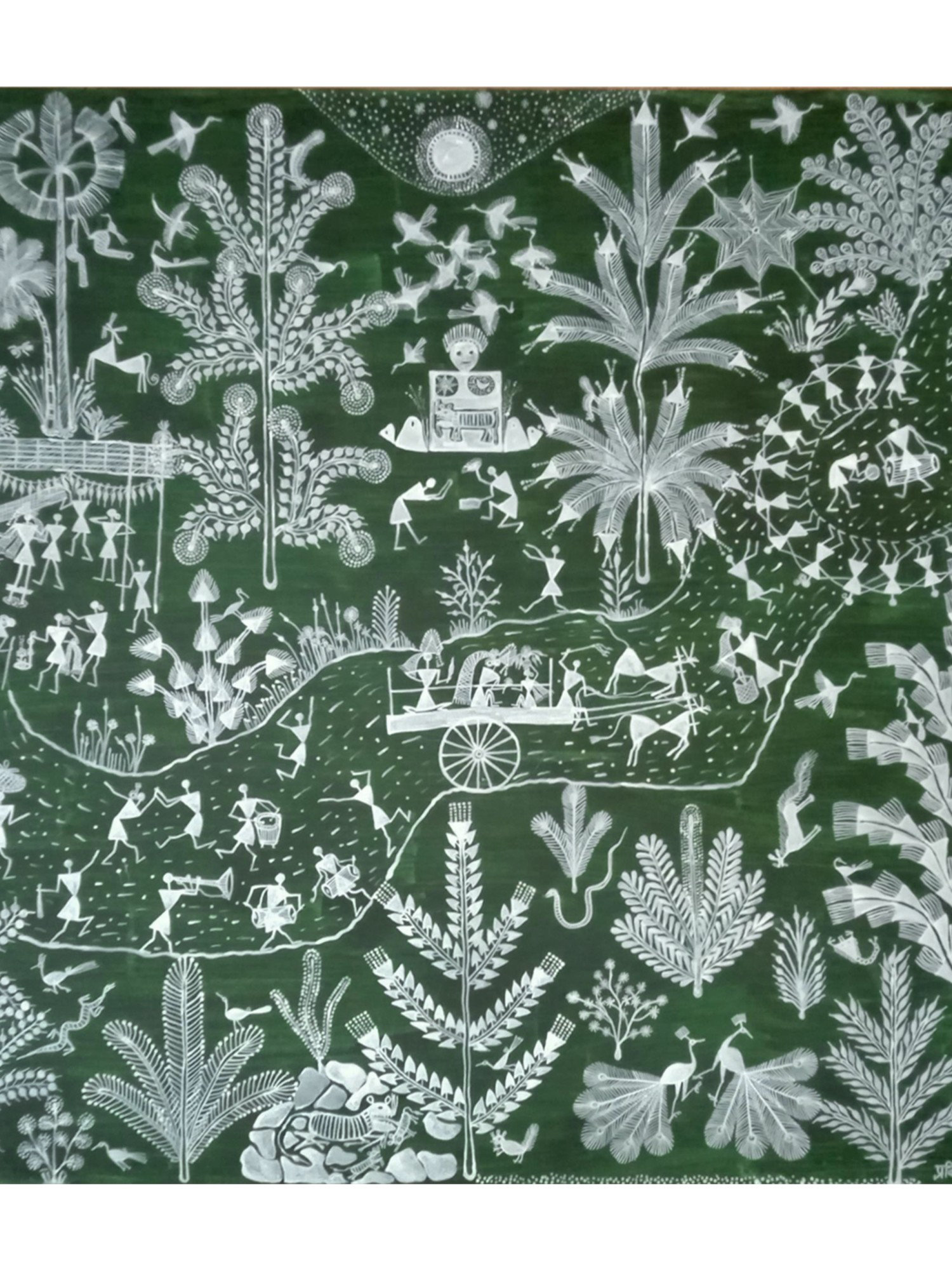 Exotic India Painting Of Village Celebration | Cow Dung And Acrylic On ...