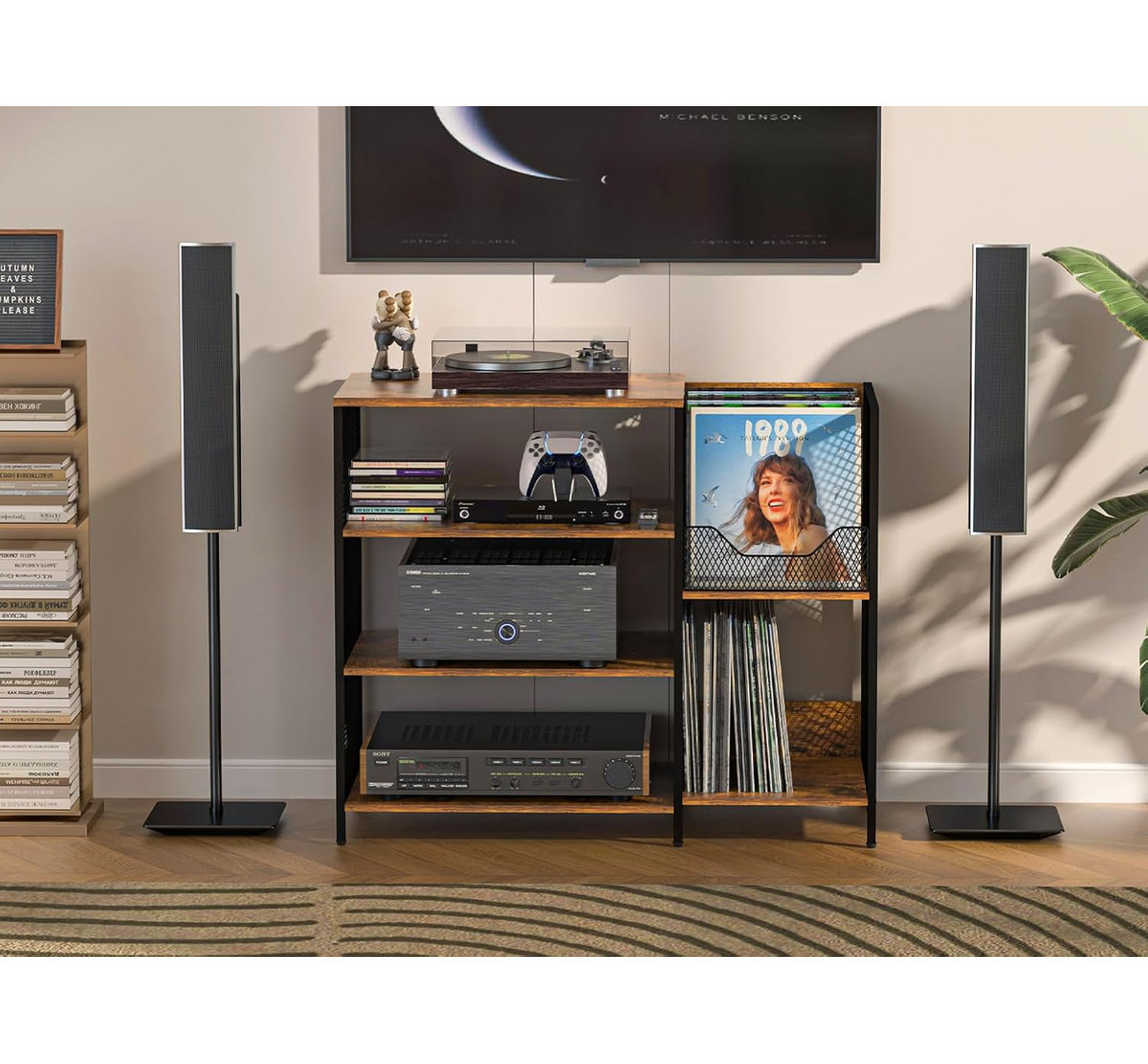 CHUANGWENYI Large Professional Record Player Stand Table With Record ...