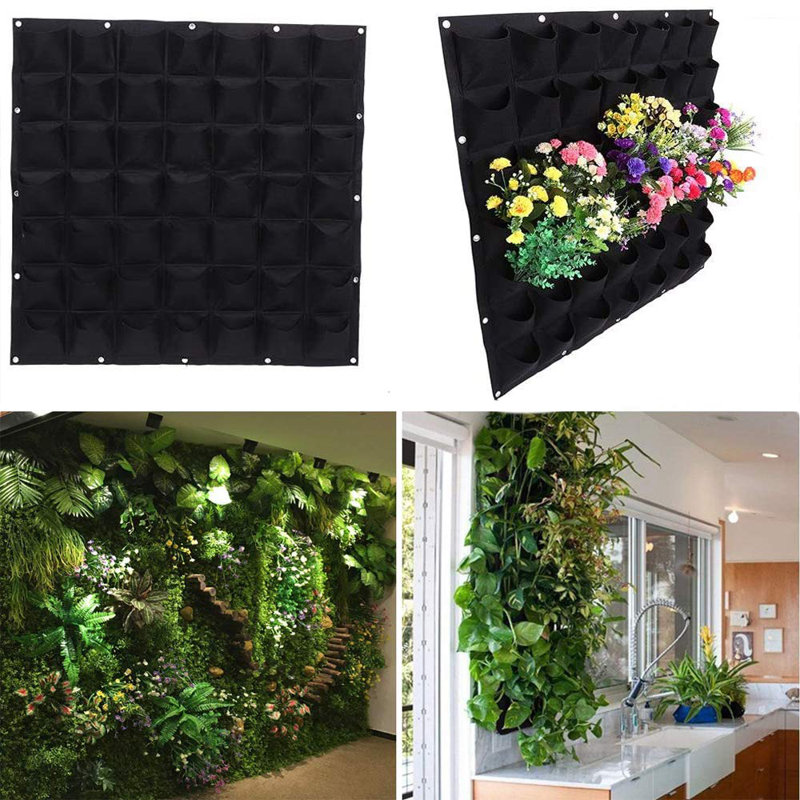 MIBOPA 49 Pockets Hanging Vertical Wall Planter Wall Mounted Grow Bag ...