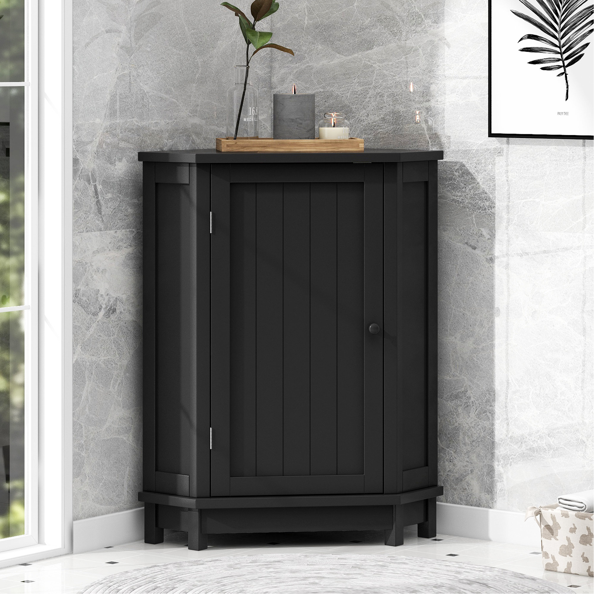 Winston Porter Bathroom Cabinet, Triangle Corner Storage Cabinet With ...