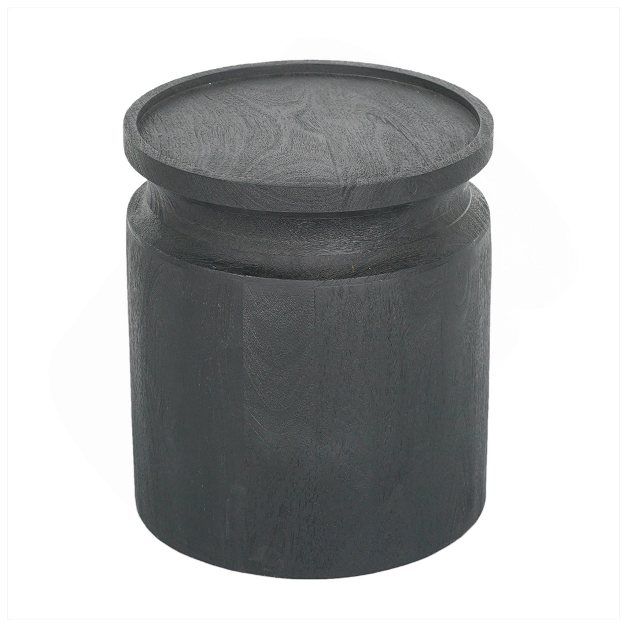 Latitude Run® D14x16" Black Wooden Cylinder Side Table | Wayfair