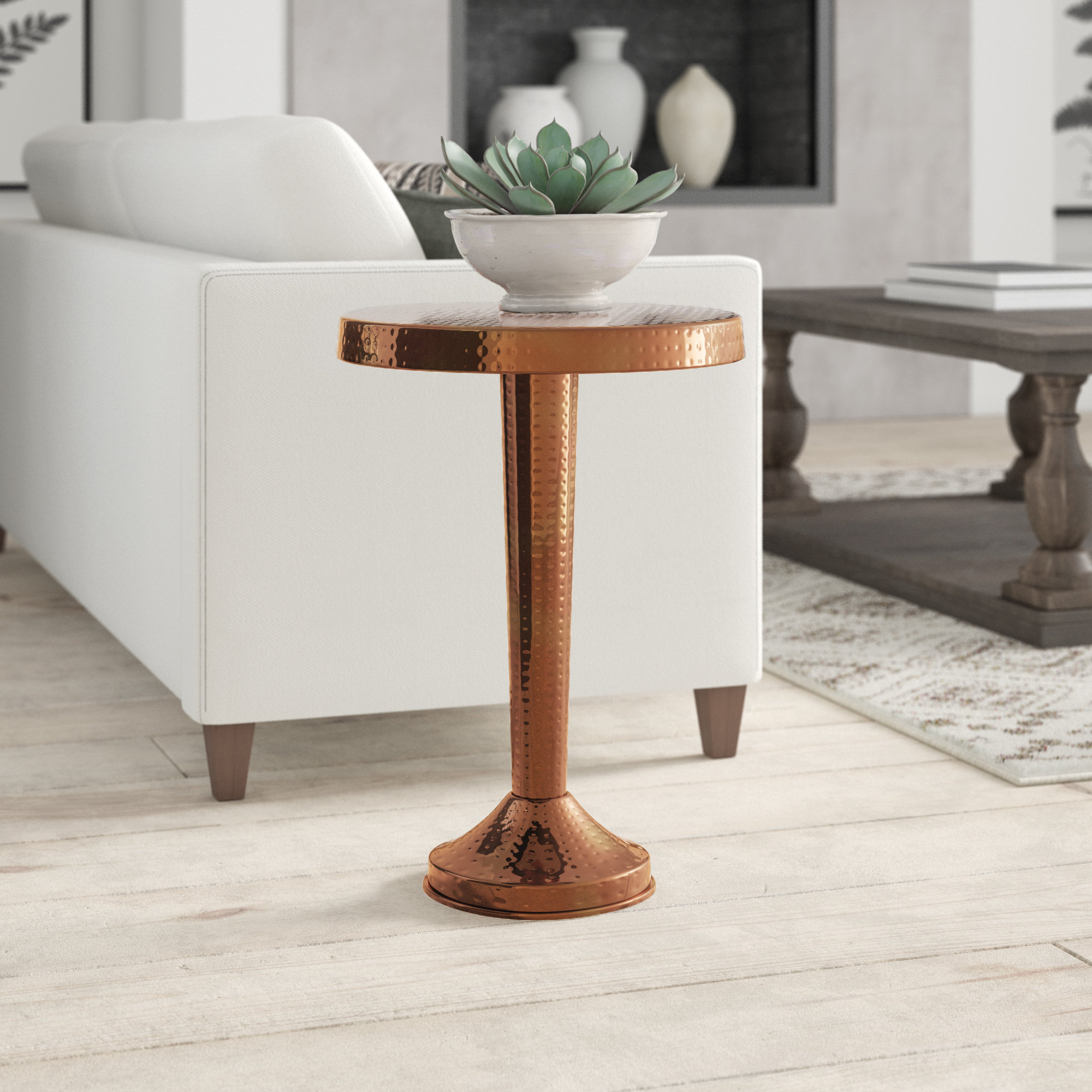 Dakota Fields Beardall Aluminum Accent Table with Hammered Design ...