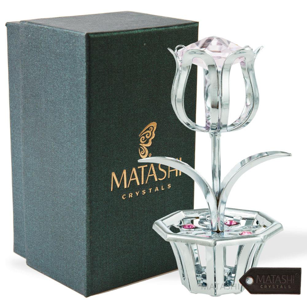 Matashi Crystal Plated Tulip Flower Table Top Sculpture with Crystals ...