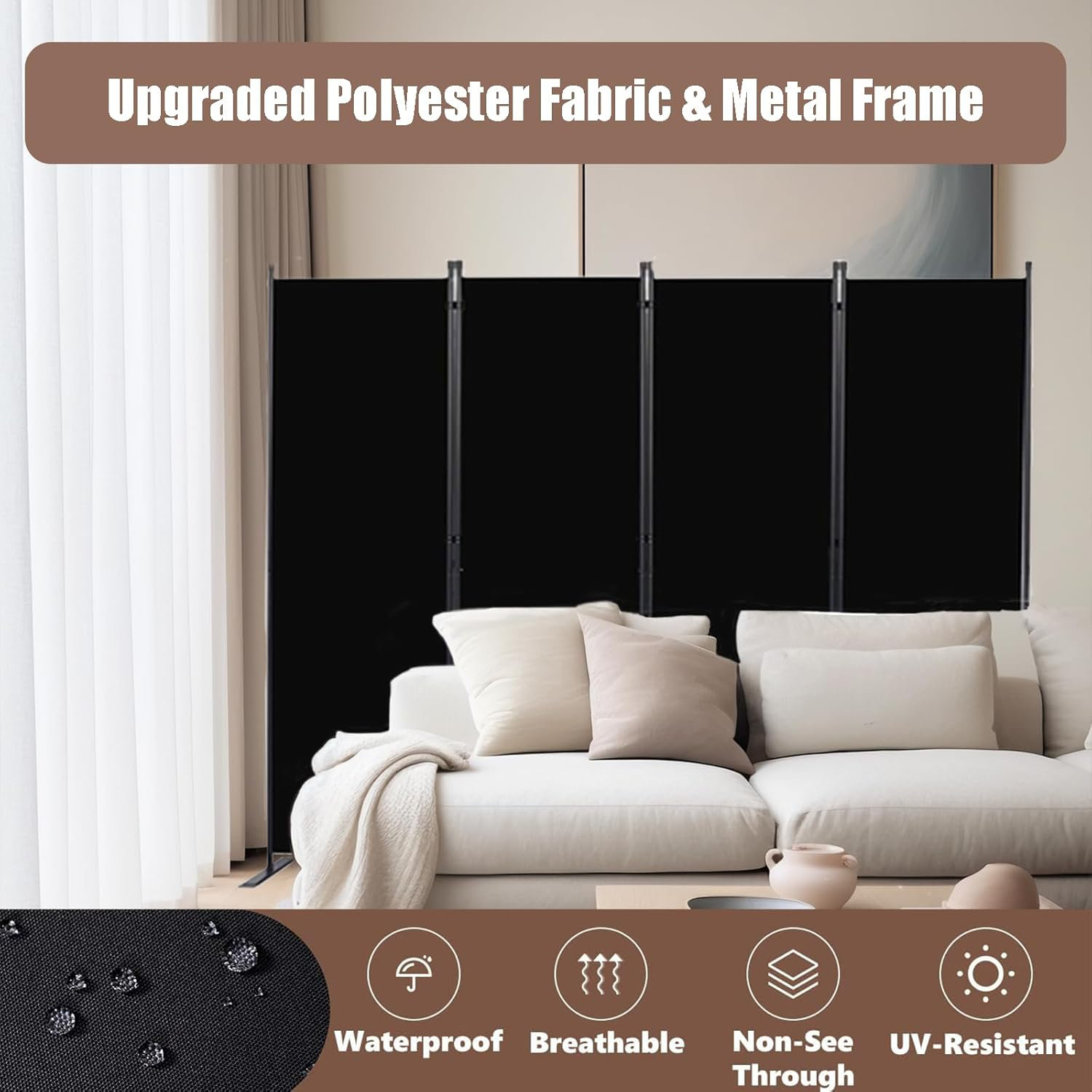 Latitude Run® Room Dividers Folding Privacy Screens 4 Panel Partition ...