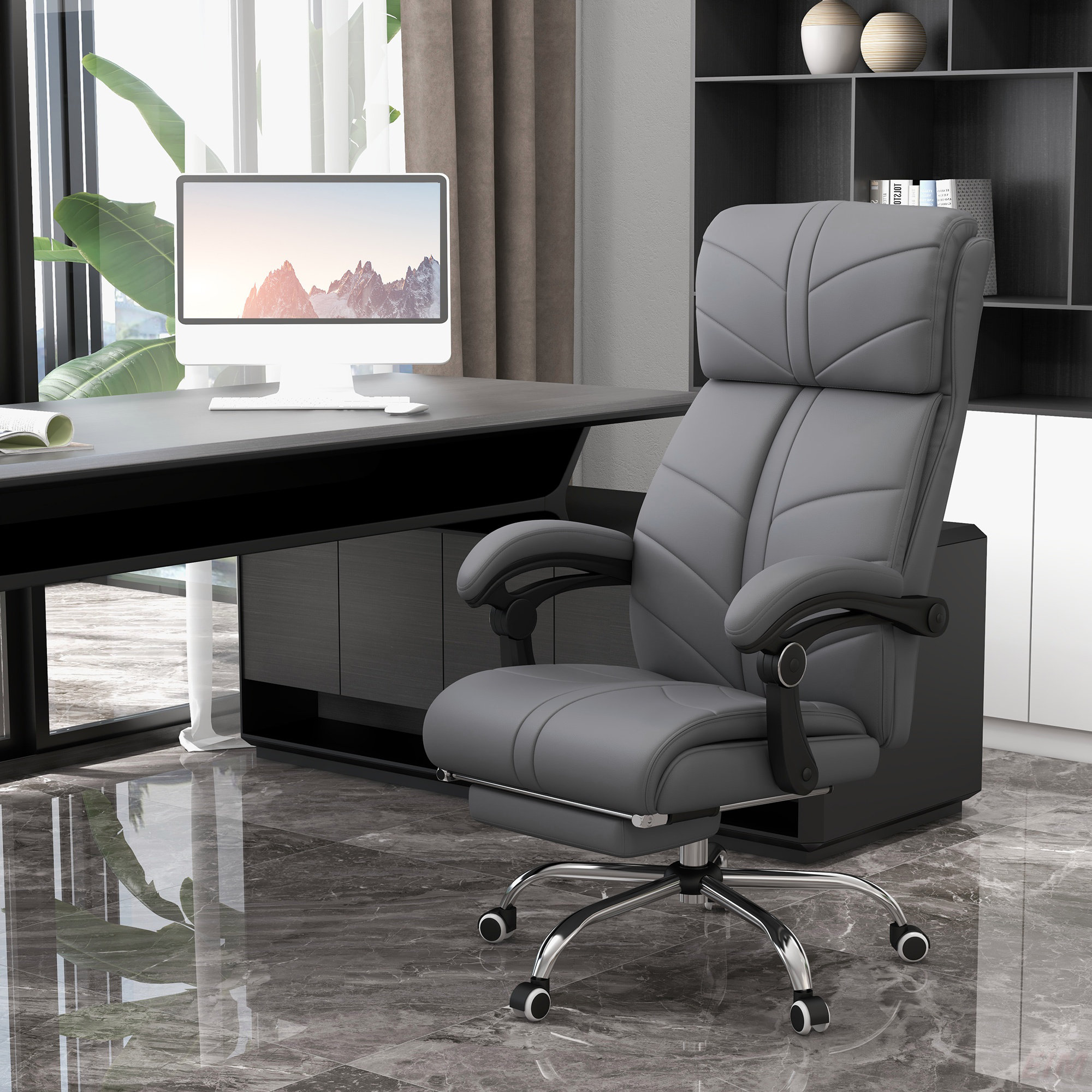 Inbox Zero Executive Massage Office Chair With 4 Vibration, Computer ...
