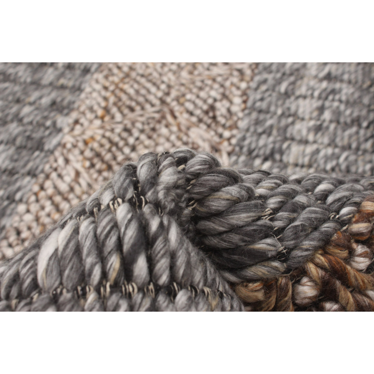 Foundry Select Hand Braided Wool Dark Gray Area Rug | Wayfair