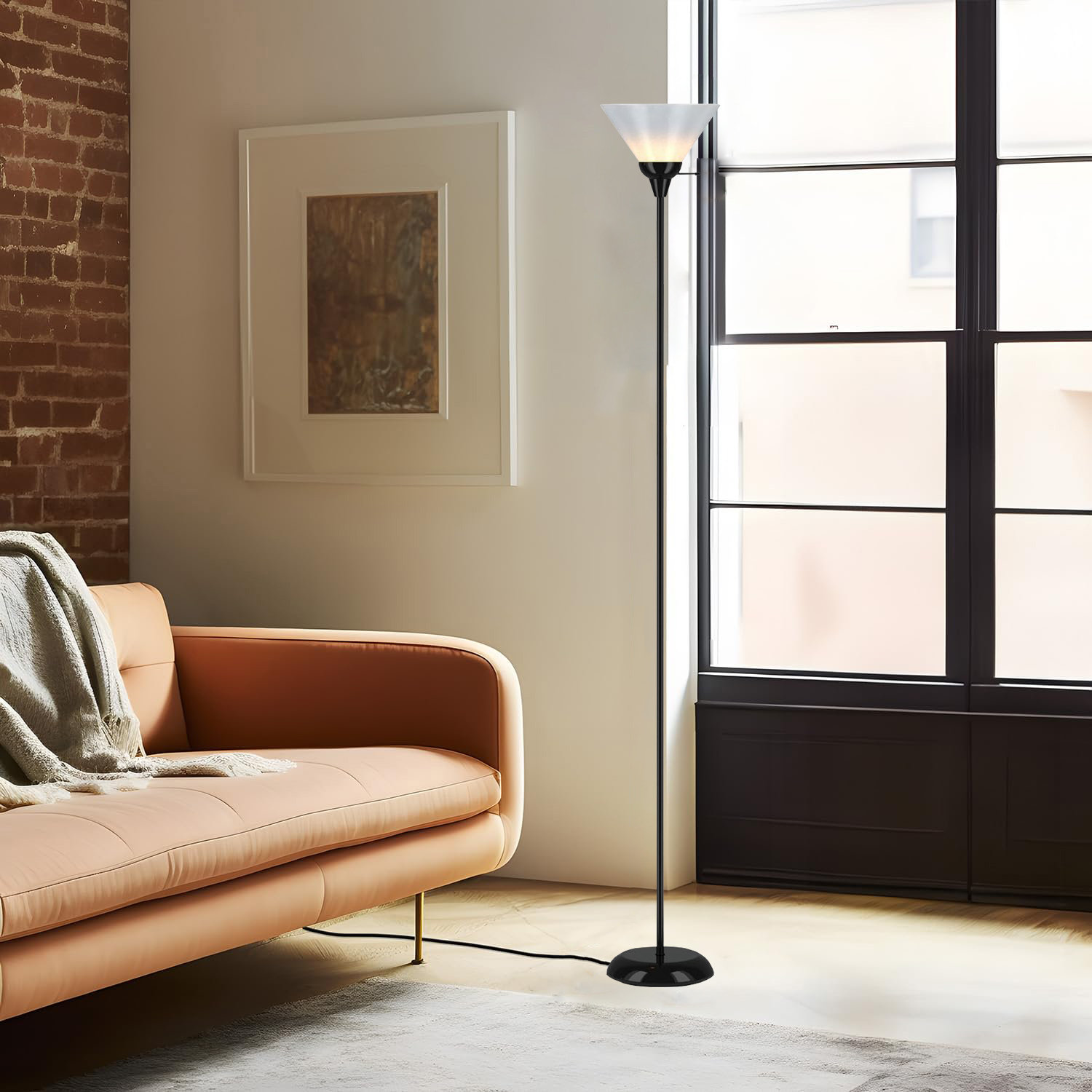 Ebern Designs Modern LED Torch Floor Lamp For Cozy Ambiance | Wayfair