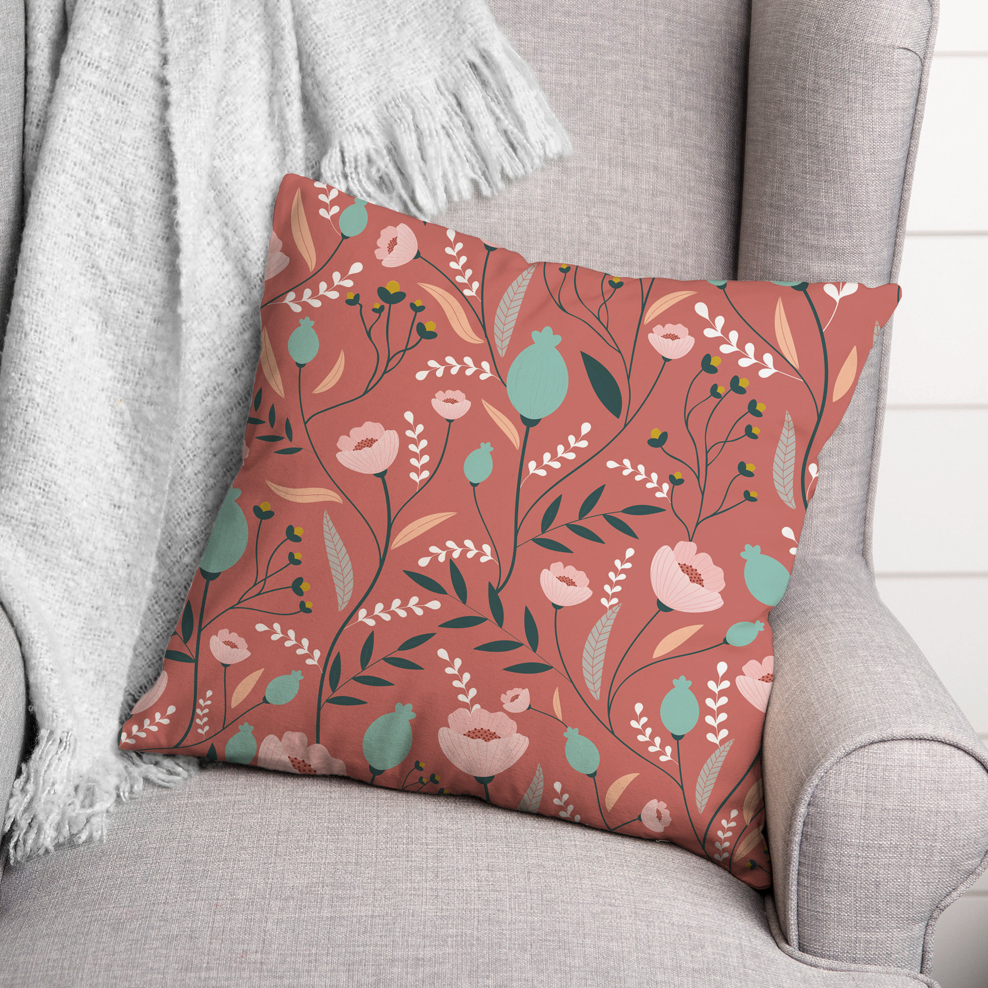 Designs Direct Creative Group Winding Flowers Square Pillow Cover ...