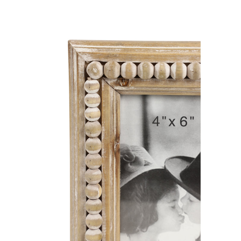 Dakota Fields Wood Beaded 3 Slot Photo Frame | Wayfair