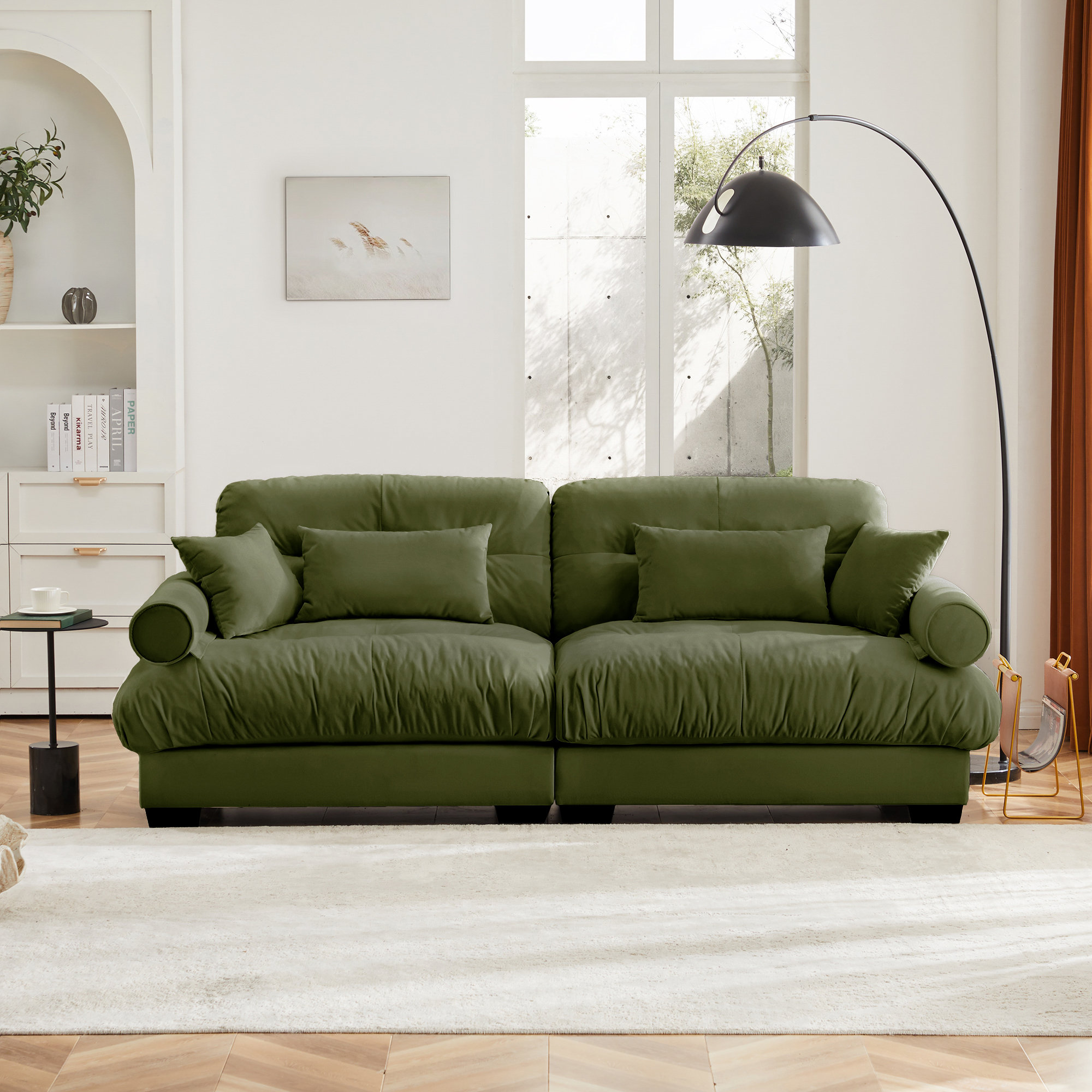 Everly Quinn Comfort Sofas Velvet Modern Living Room; Eye-catching ...