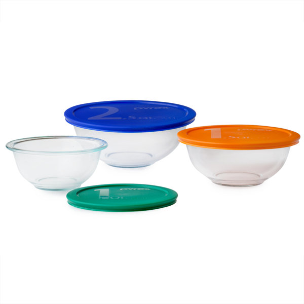 Pyrex Smart Essentials 6 Piece Glass Mixing Bowl Set with Lid & Reviews ...