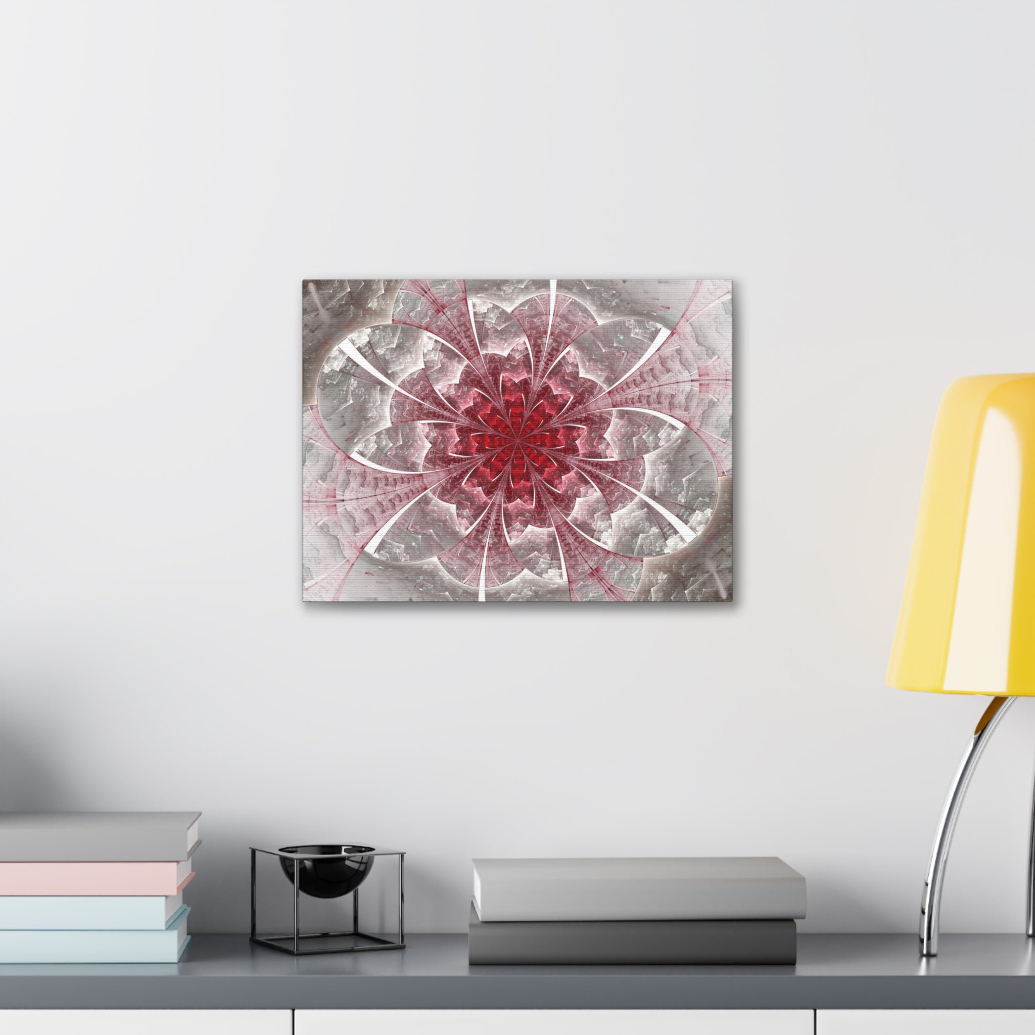 Winston Porter Fractal Flower In Red Stained Glass Canvas Wall Art | Wayfair