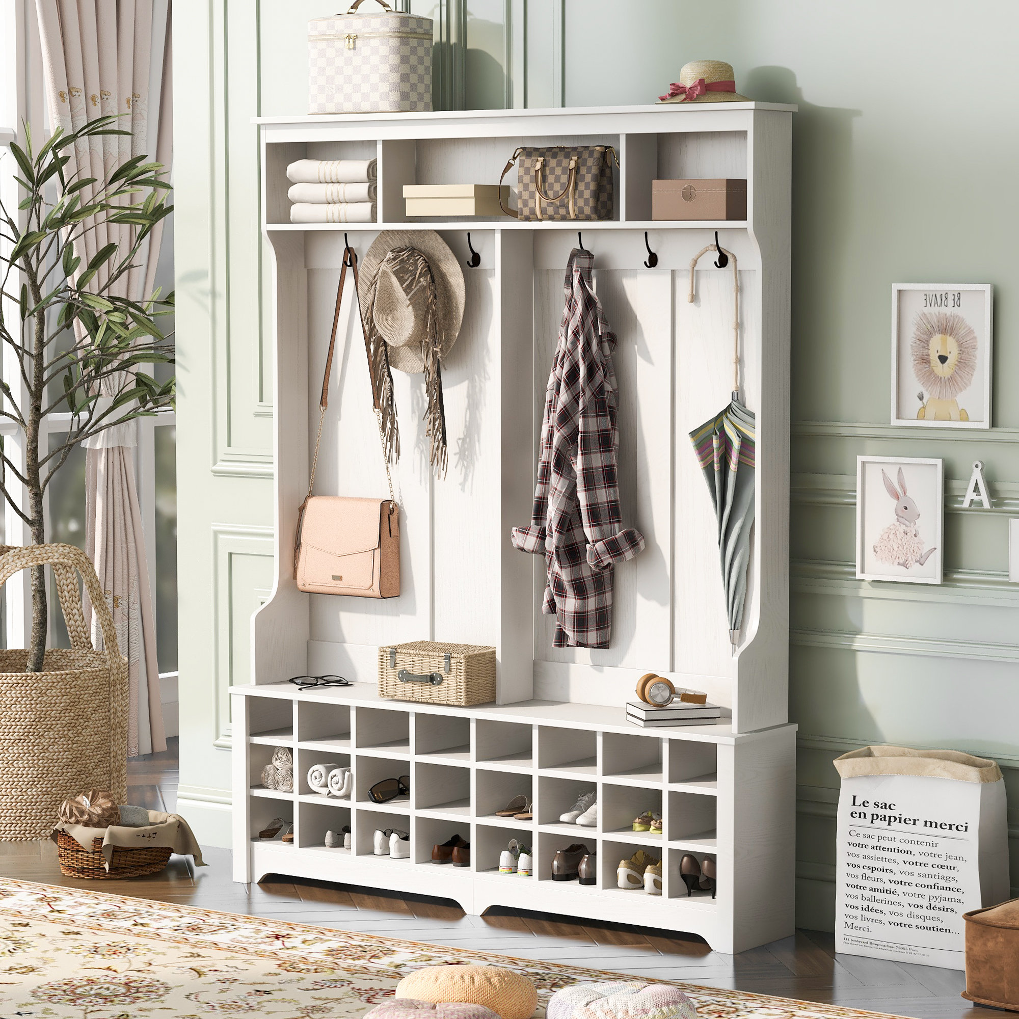 Klair Living Modern Style Hall Tree With Ample Storage Space | Wayfair