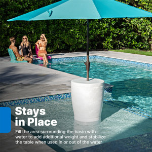 Step2 White Vero Plastic In-Pool Side Table and Umbrella Table Stand ...