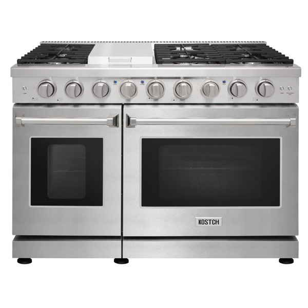 KOSTCH 48" Gas Range with 6 Burners & 1 Griddle Cooktop, Double 4.6 & 2 ...