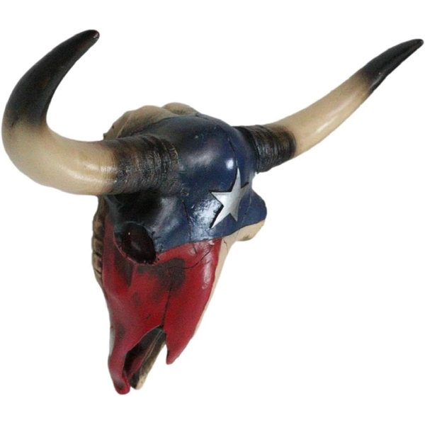 Union Rustic Southwest Longhorn Cow Steer Skull With Texas Lone Star ...