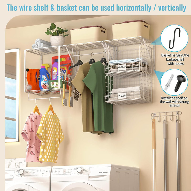 Hoomic White Wall-Mounted Drying Rack | Wayfair