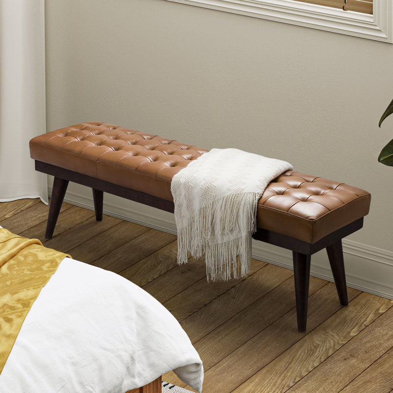 Wade Logan® Bittoo Genuine Leather Bench "& Reviews" | Wayfair