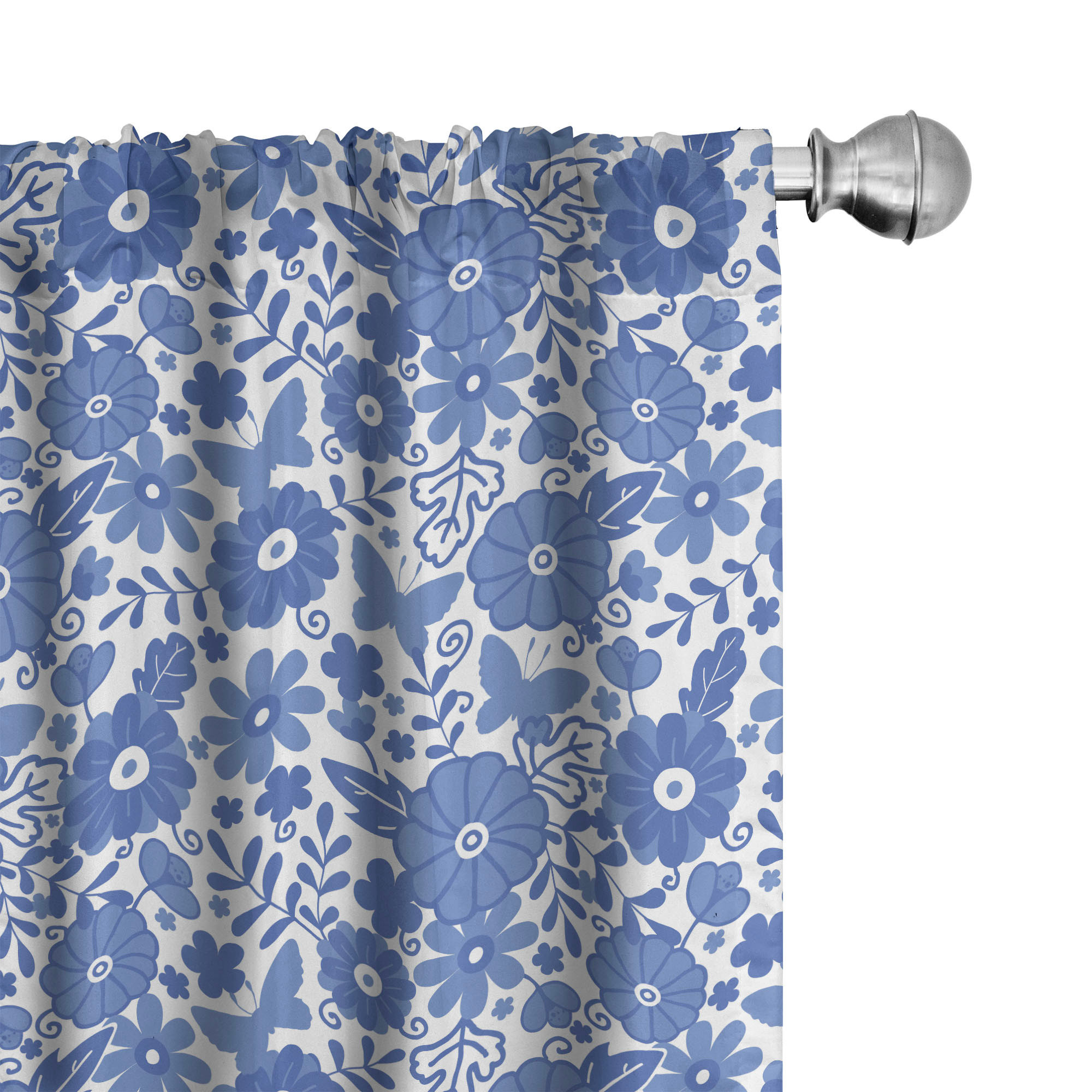 East Urban Home Dutch 4-Panel Curtains, Delft Style Folk Art Floral ...