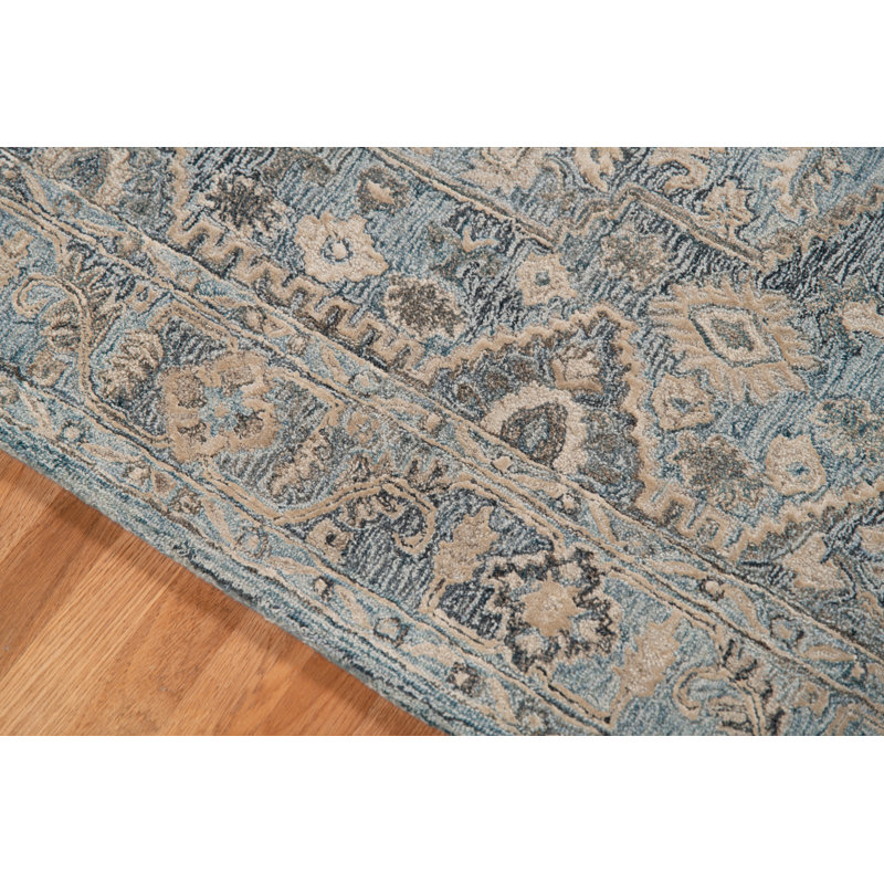Bungalow Rose Shawsheen Handmade Hand Tufted Gray/Blue Rug | Wayfair
