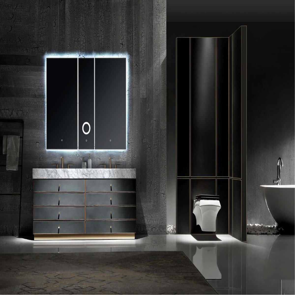 Sani Canada Tuscan 48'' Single Bathroom Vanity with Carrara Quartz Top ...