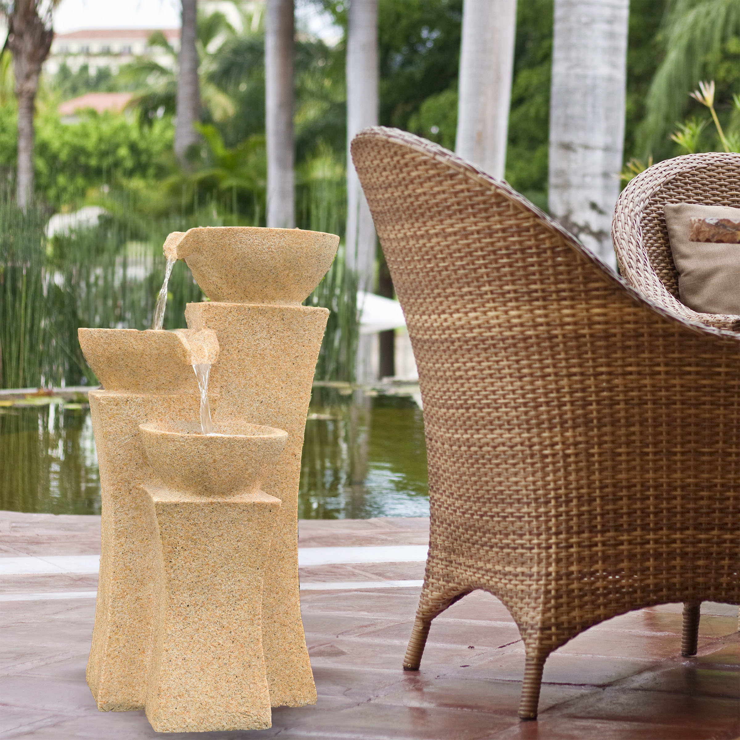 Bay Isle Home™ Lowther 3-Tier Outdoor Fountain with LED Lights ...