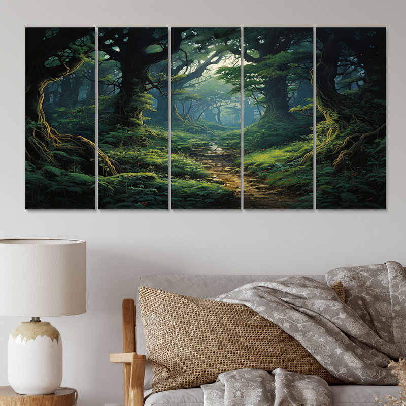 Millwood Pines Green Oak Tree Whispering Shadows I On Canvas 5 Pieces ...