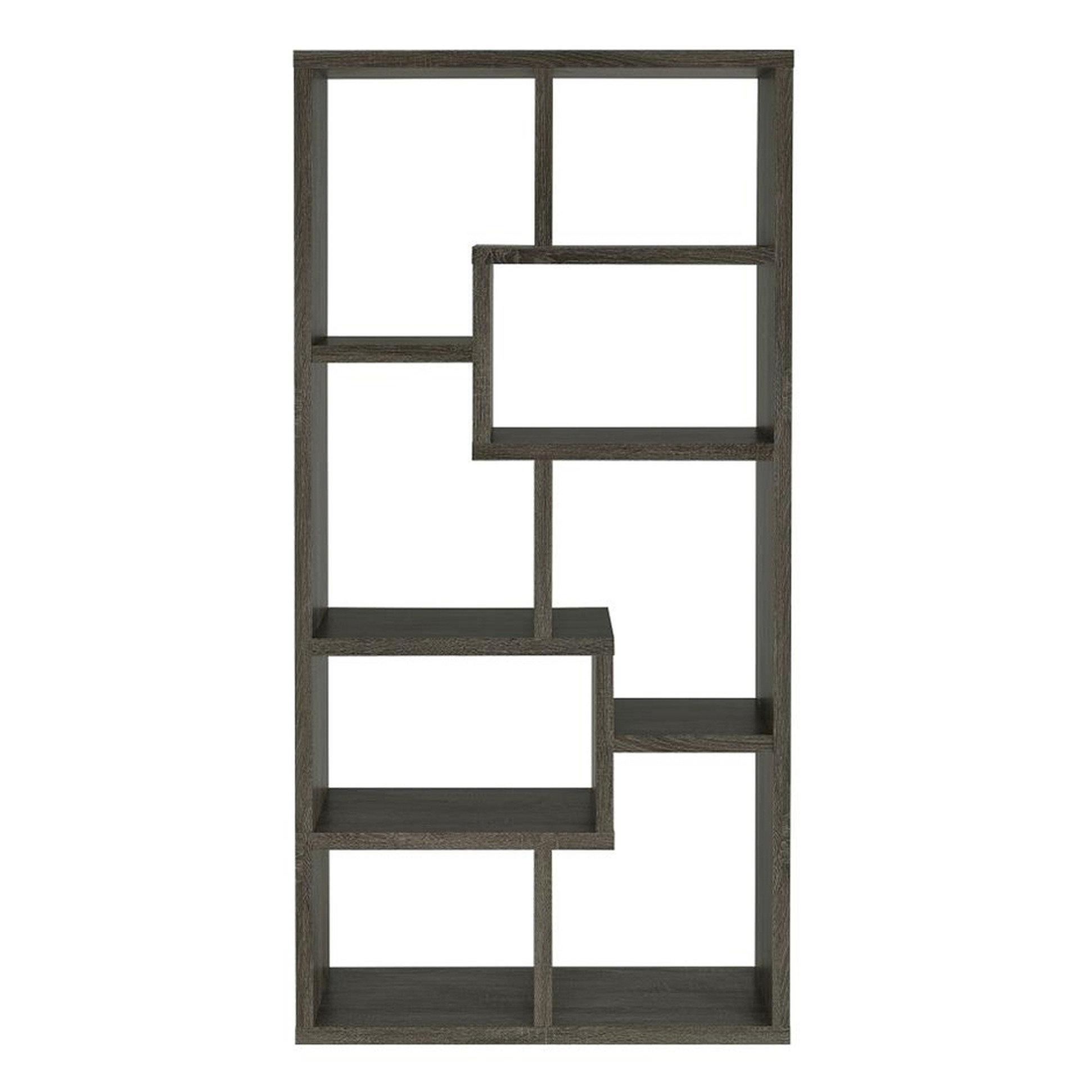LavishLodge Grey Bookcase With 10 Shelves, Geometric Shapes, Open ...